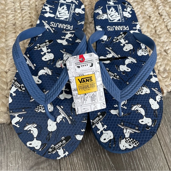 Vans | Shoes | Vans X Peanuts Mens Sandal Flip Flops Size 3 New Navy ...